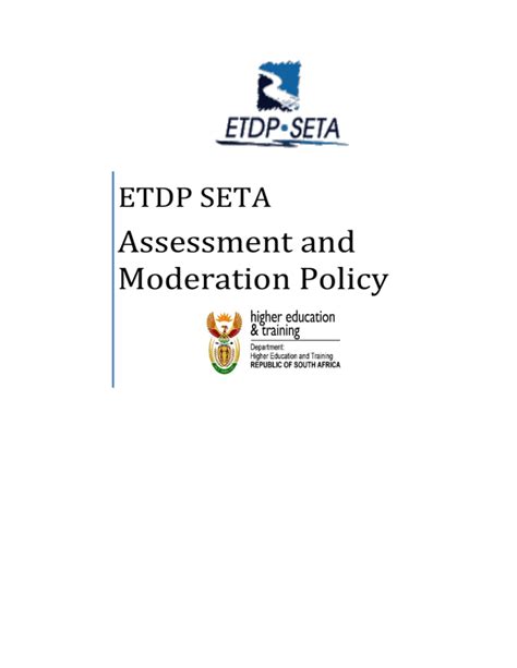 Etdp Seta Assessment And Moderation Policy