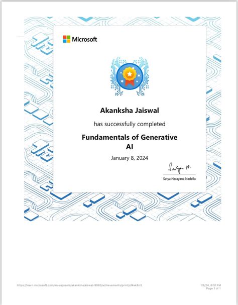 Completed The Learning Of Fundatmentals Of Generative Ai Akanksha Jaiswal