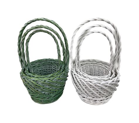 Set 3 Coșuri Colorate Rachită 60×45 Cm Baumand Srl