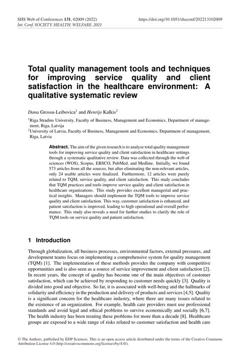 Pdf Total Quality Management Tools And Techniques For Improving