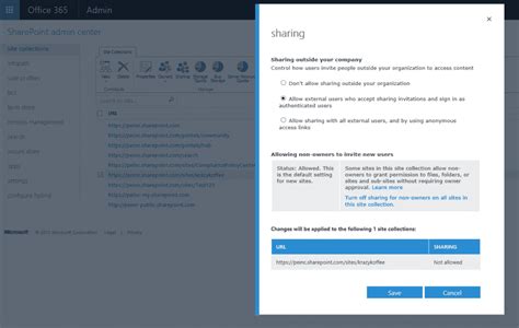 Create An External SharePoint Site With Office 365 PEI