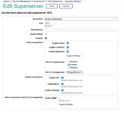 programmatic configuration of ssl connections with the superserver