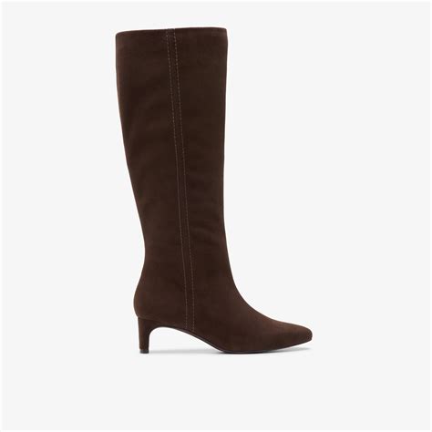Womens Edina Tall Dark Brown Suede Knee High Boots Boots Clarks Ie