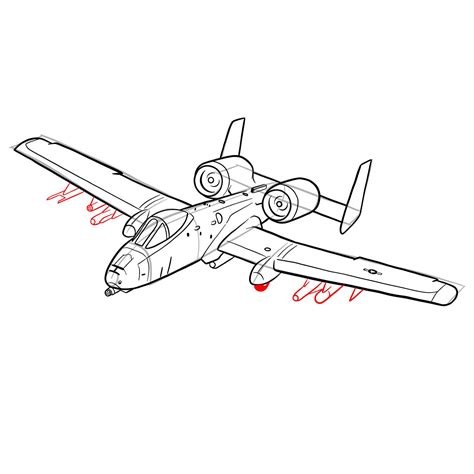 How To Draw A 10 Thunderbolt Ii Sketchok Easy Drawing Guides In 2022 Guided Drawing Easy