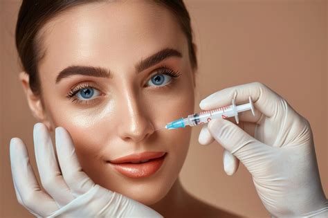 Young Woman Receiving Hyaluronic Acid Injection Beautician Holding A