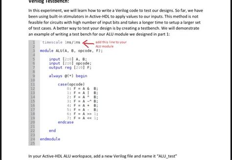 оur р Verilog Testbench In this experiment we will Chegg