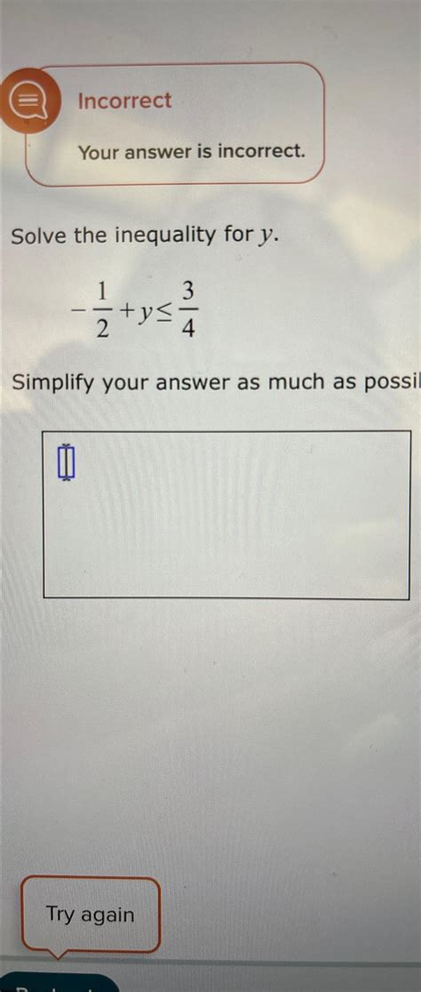 Solved IncorrectYour answer is incorrect.Solve the | Chegg.com