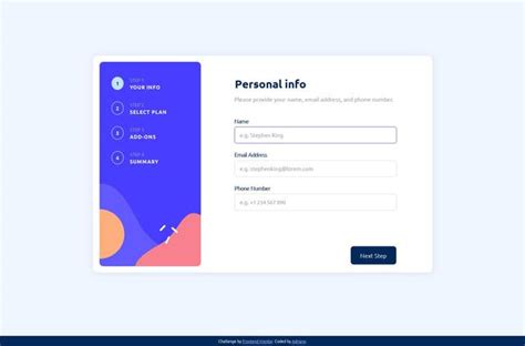 frontend mentor multi step form with jquery and css bem responsive
