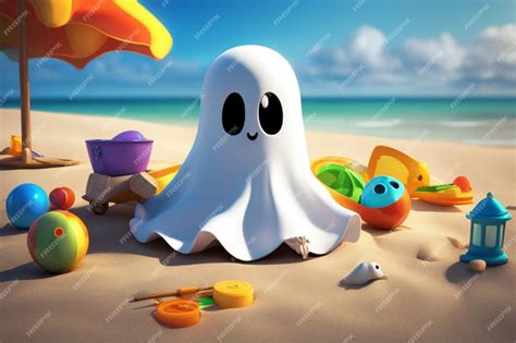 Premium Photo A White Ghost On The Beach Has A Beach Scene