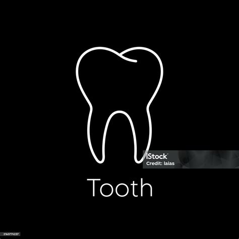 검은 배경에 고립 된 치아 선 아이콘 치과 기호입니다 벡터 일러스트 레이 션 건강관리와 의술에 대한 스톡 벡터 아트 및 기타 이미지 건강관리와 의술 건강한 생활방식