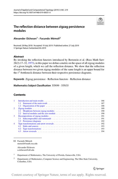 The Reflection Distance Between Zigzag Persistence Modules Request Pdf