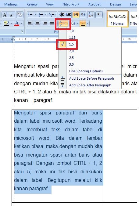Mengatur Spasi Baris Dan Paragraf Dalam Tabel Ms Word