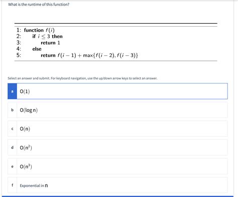 Solved What Is The Runtime Of This Function Select An Chegg