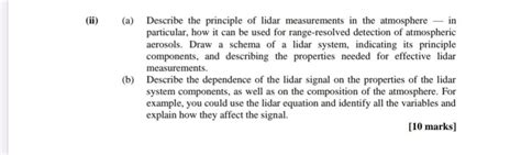 Solved Ii A Describe The Principle Of Lidar Measurements