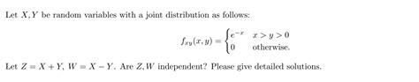 Solved Let X Y Be Random Variables With A Joint Chegg Com