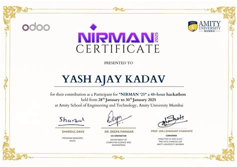 Hackathon Innovation Coding Nirman25 Amityuniversity Odoo Yash