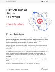 The Influence Of Algorithms On Society A Case Study Analysis Course Hero