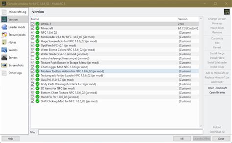 Suggestion A Loader Mods Style Filter For The Version Tab Issue MultiMC Launcher