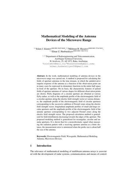Pdf Mathematical Modeling Of The Antenna Devices Of The Microwave Range