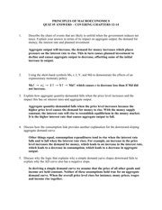 ECON Quiz Ch Answers PRINCIPLES OF MACROECONOMICS QUIZ ANSWERS COVERING