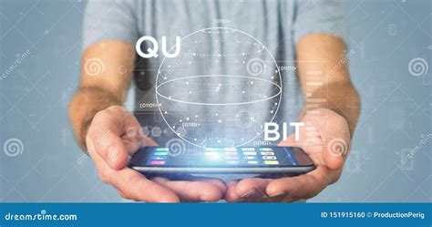 Businessman Holding Quantum Computing Concept With Qubit Icon D Rendering Stock Photo Image