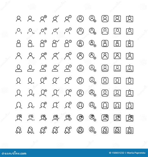 set icons thin line of user interface and avatars stock illustration
