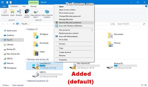 Add Or Remove Resume Bitlocker Protection Context Menu In Windows 10 Tutorials