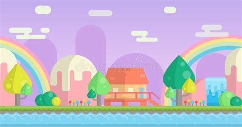 Parallax Ready Game Industrial Background Stock Vector Illustration