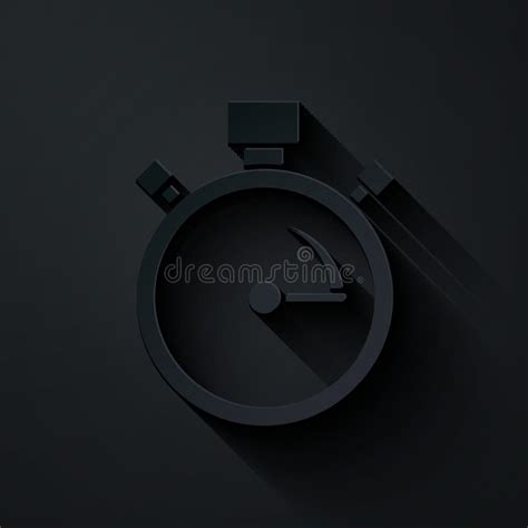 Paper Cut Stopwatch Icon Isolated On Black Background Time Timer Sign