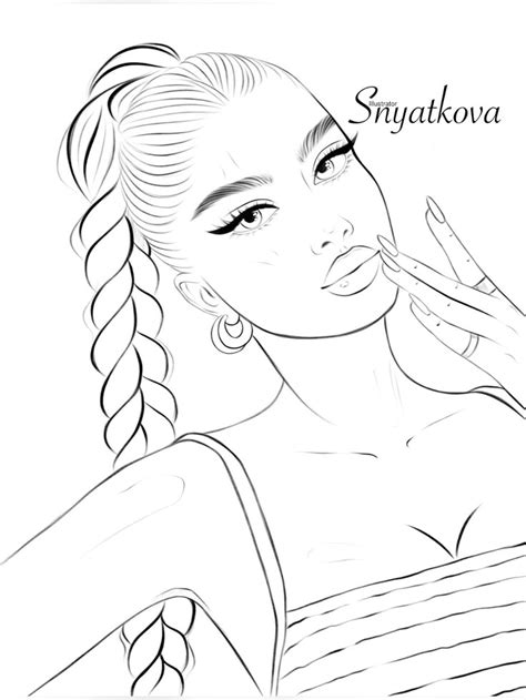 Скетч девушки в 2025 г Раскраски Схемы раскраски лиц Рисунки девушки