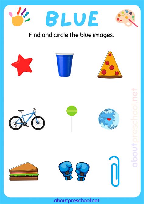 Color Blue Worksheets For Kindergarten About Preschool Blue