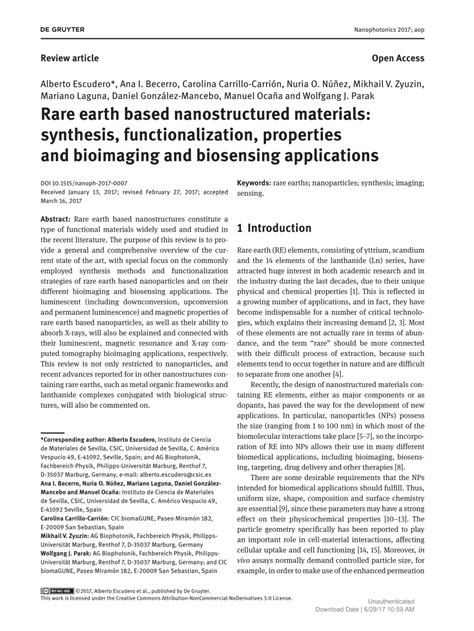 Pdf Rare Earth Based Nanostructured Materials Synthesis