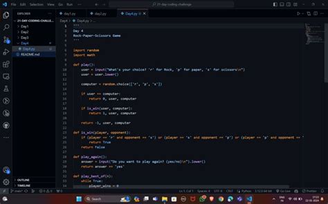 Avinash Badgu On Linkedin Day4 Rpsgame Pythoncoding