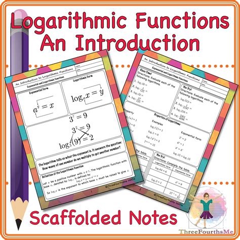 Introduction Of Logarithmic Functions Scaffolded Notes Amped Up Learning