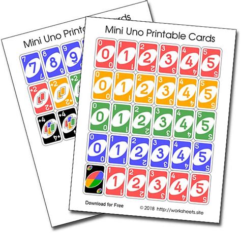 Download Printable Mini Uno Cards Sheets Free