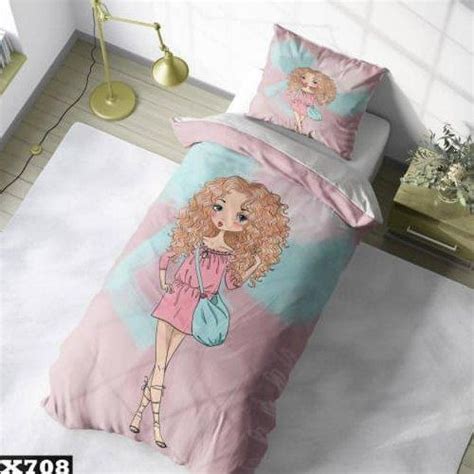 خرید و قیمت سرویس روتختی یک نفره میکروتترون سه بعدی،طرح دختر مو فرفری