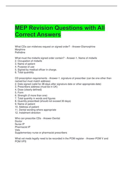 Mep Revision Questions With All Correct Answers Mep Stuvia Us