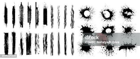 페인트 붓 스트로크 잉크 튄 자국 예술적 디자인 요소 잉크가 튀는 경우 거친 얼룩 및 얼룩 폭발에 대한 스톡 벡터 아트 및 기타 이미지 Istock
