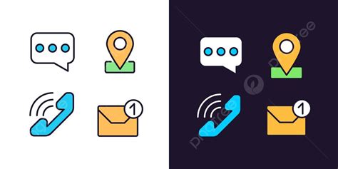 Set Of Pixelperfect Light And Dark Theme Icons For Communication