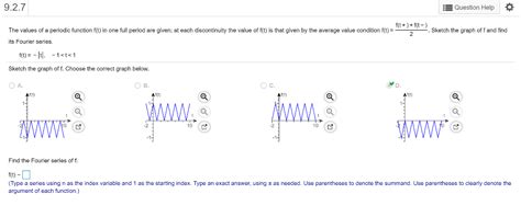Solved 9 2 7 Question Help The Values Of A Periodic Function Chegg Com