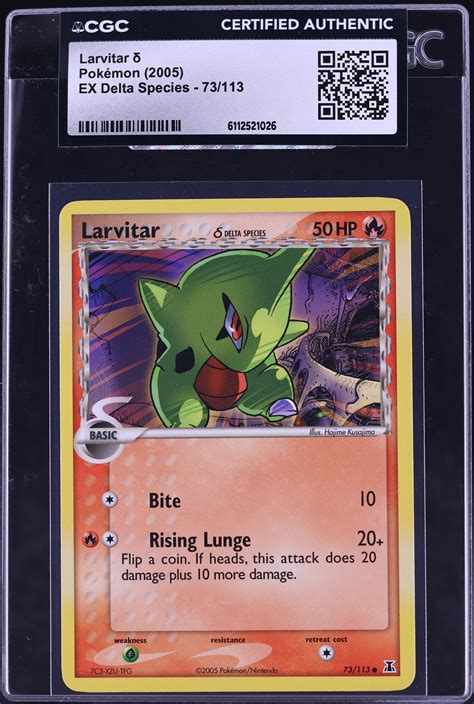 2005 Pokemon Ex Delta Species Larvitar 73 Cgc Auth On Fanatics Collect
