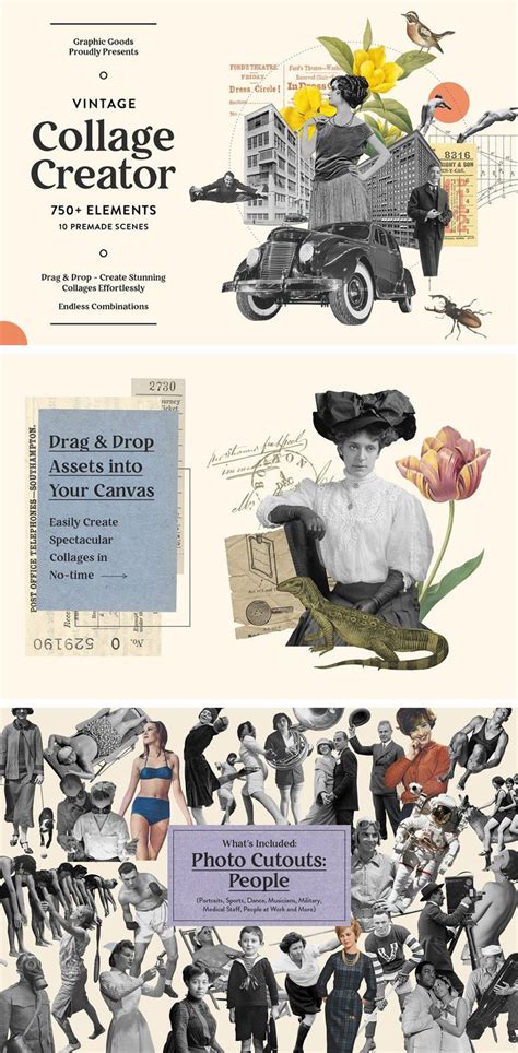 Vintage Collage Creator 750 Assets Vintage Collage Collage Creator Collage Vintage