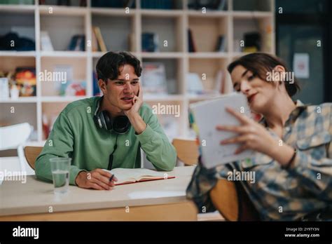 Students Engaged In A Cozy Classroom Setting Discussing Assignments