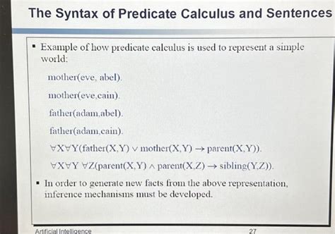 Solved Example Of How Predicate Calculus Is Used To Chegg