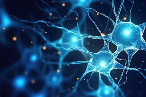 Premium Ai Image Nerve Cell In Blue Colors System Neuron Of Brain With Synapses Generative Ai