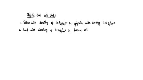 Solved Determine Whether Each Object Will Sink Float Or Do Neither