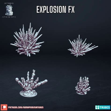 3d Printable Explosion Fx Pre Supported By Admiral Apocalypse