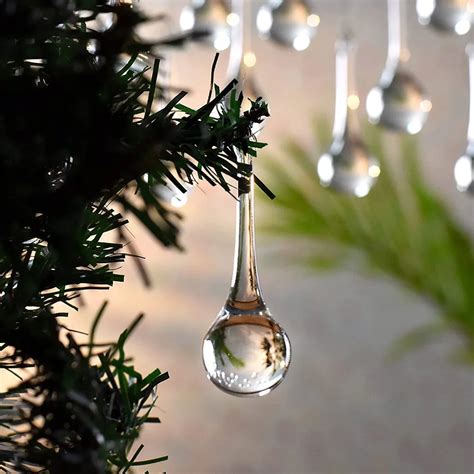 Low Price Customized Clear Glass Teardrop Ice Strip Christmas Ornament