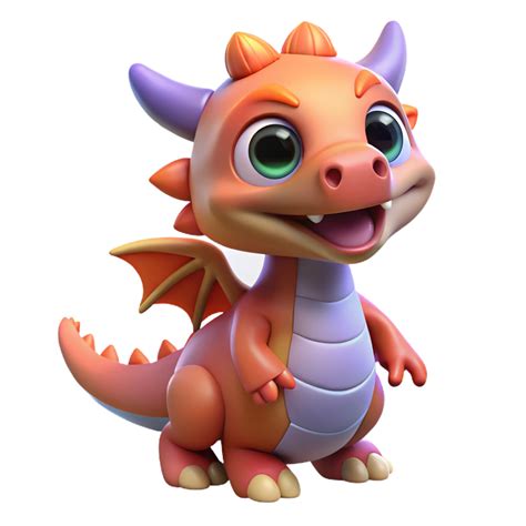 Hypnotic Urban A Cute Cartoon Style Dragon No Background With