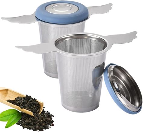 2pcs Extra Fine Mesh Tea Infuser Strainer Basket With Liddrip Tray For